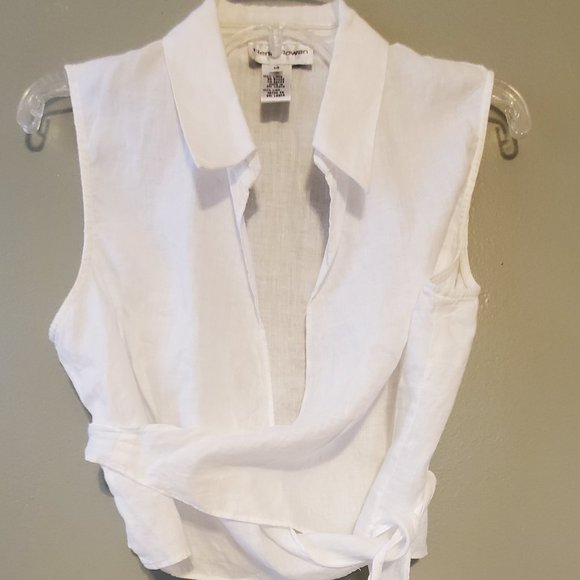 Rena Rowan | Tops | Rena Rowan White Linen Wrap Blouse | Poshmark